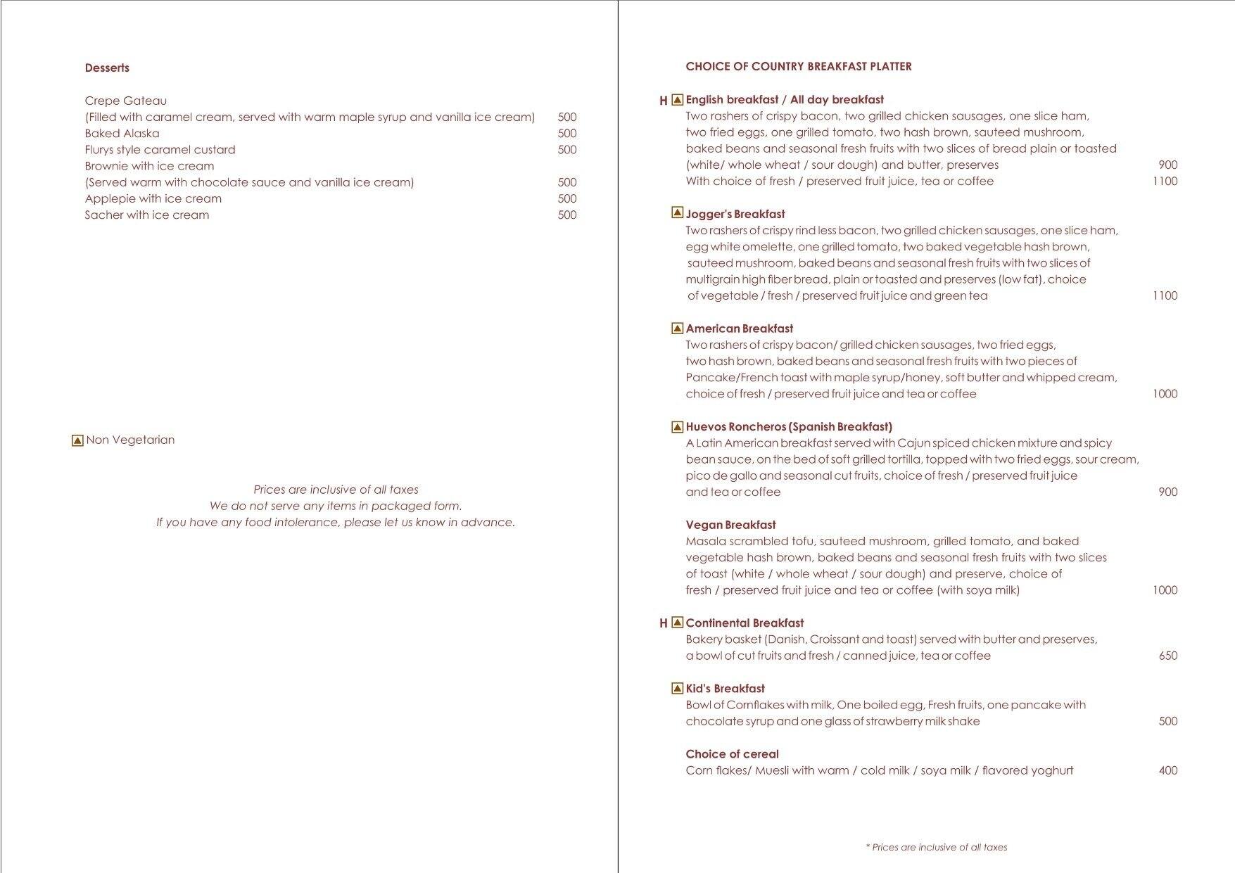 Menu of Flurys, CBD-Belapur, Navi Mumbai