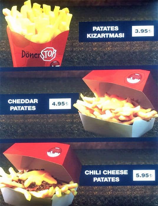Menu at Döner Stop, Istanbul, Buyukdere Cad. No:30