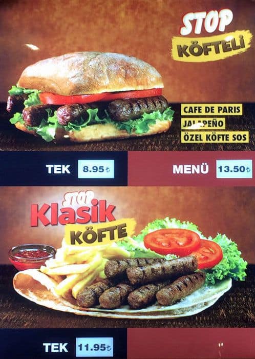 Menu at Döner Stop, Istanbul, Buyukdere Cad. No:30