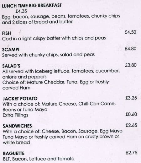 Menu at Flowers of the Forest pub & bar, London