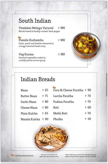 Menu at Golden Palate, Mahabalipuram, 104