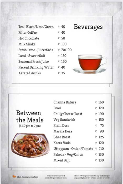 Menu at Golden Palate, Mahabalipuram, 104