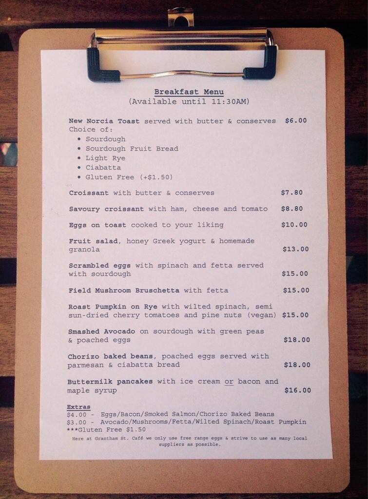 Grantham St Cafe Menu, Menu for Grantham St Cafe, Wembley, Perth ...