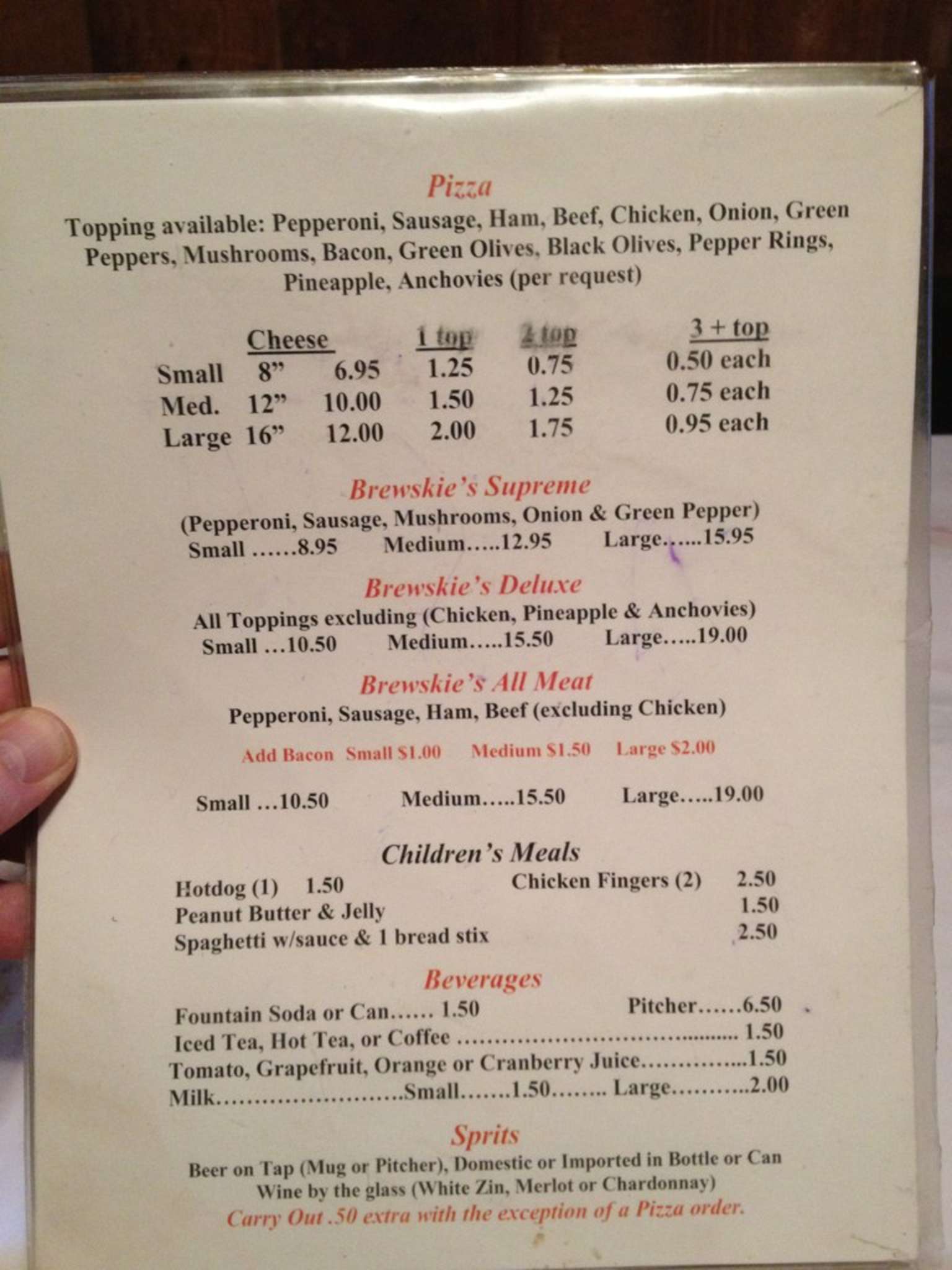 Menu at Brewskies Pub & Eatery, Indianapolis