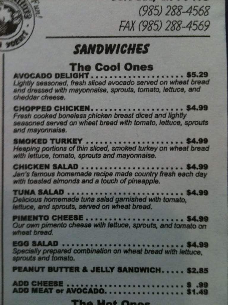 Menu at Counter Culture desserts, Slidell