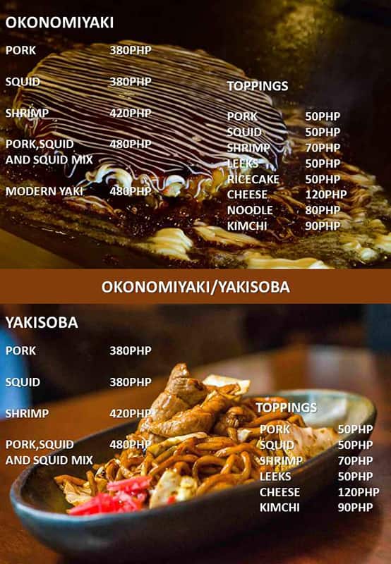Menu at Teppan Okochi, Makati