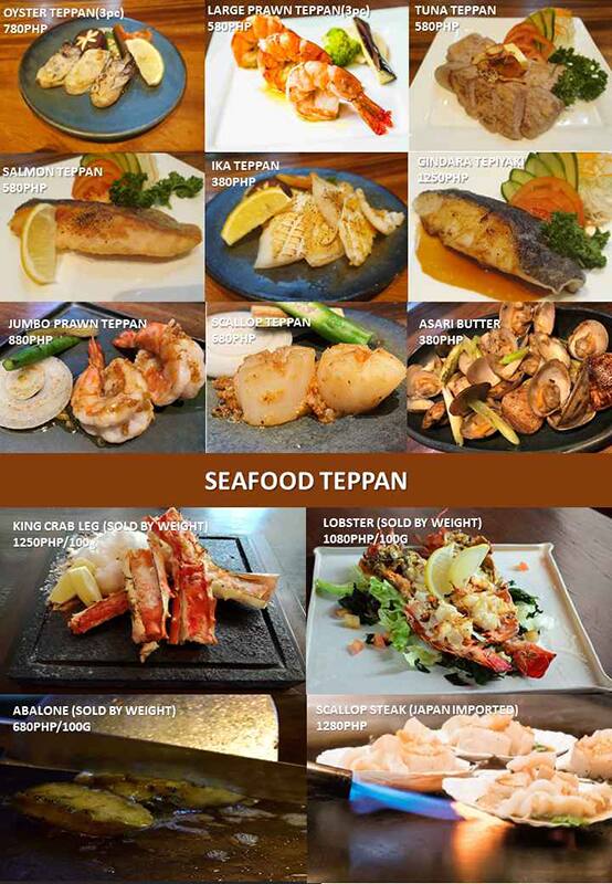Menu at Teppan Okochi, Makati