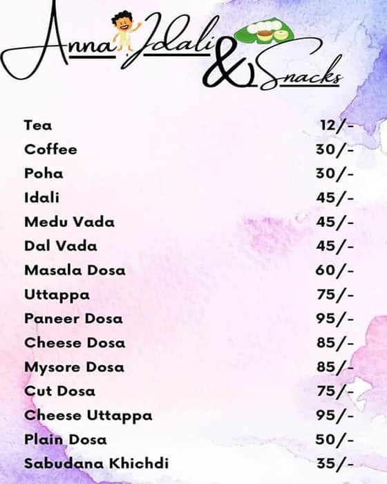 Menu of Anna Idli And Snacks, Kharadi, Pune