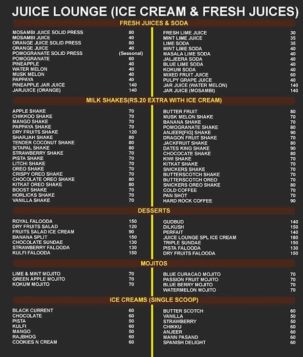 Menu of Kitchen County, Whitefield, Bangalore