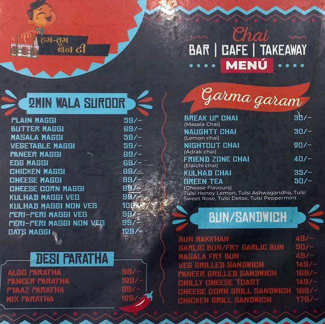 Menu of Hum Tum Bun Tea, Gomti Nagar, Lucknow