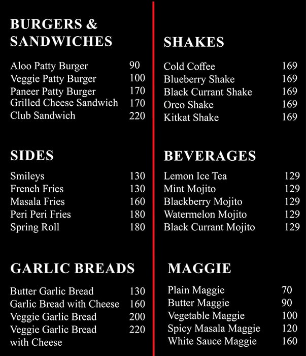 Menu of Custom Grub, Indirapuram, Ghaziabad