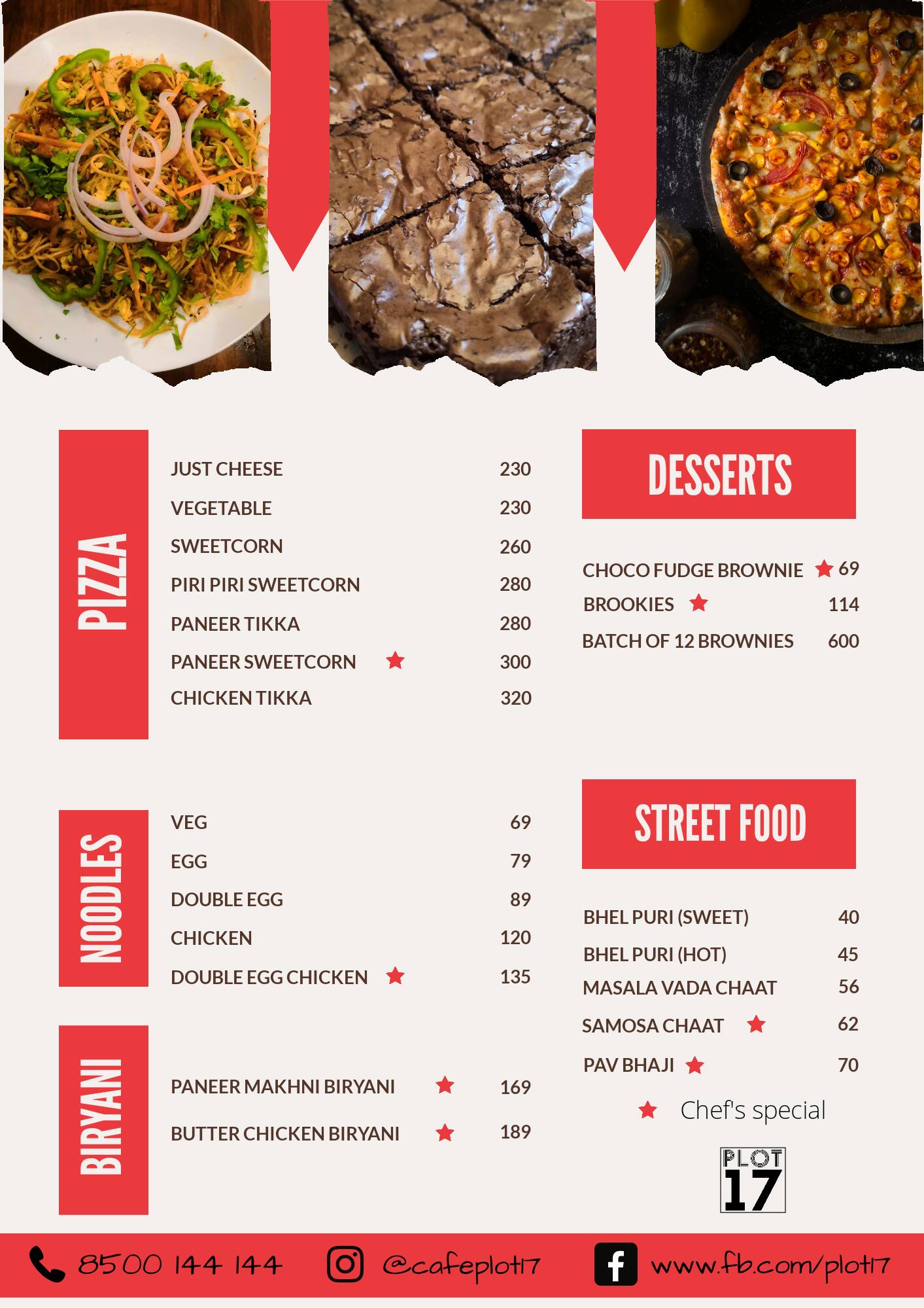 Menu at Plot 17, Visakhapatnam, Near kailashgiri ropeway