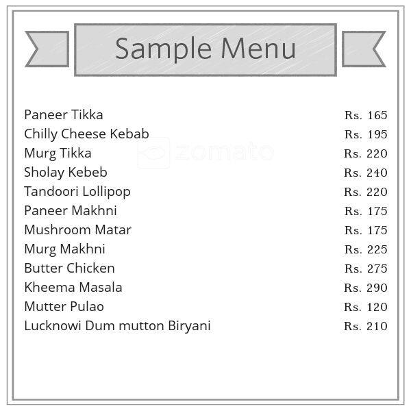 Menu at The Moghul's, Bengaluru