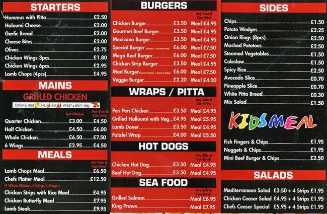 The Grill Chef Menu, Menu for The Grill Chef, Upton Park, London ...