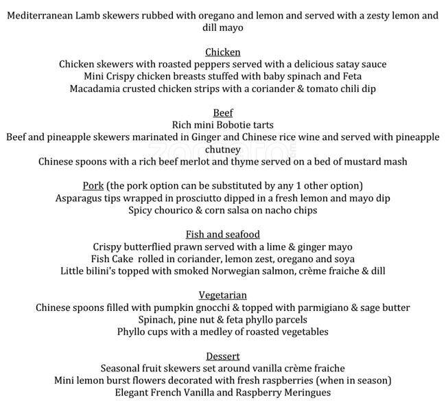 Menu at The VIP Room pub & bar, Sandton