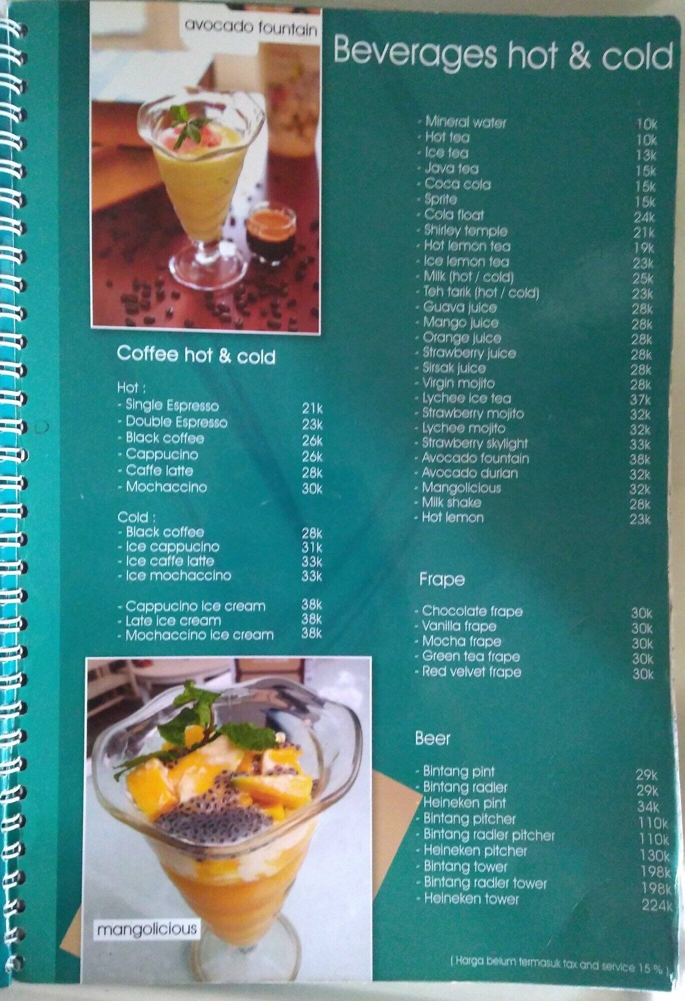 Menu at Rumah Kongkow cafe, Jakarta, Rawamangun