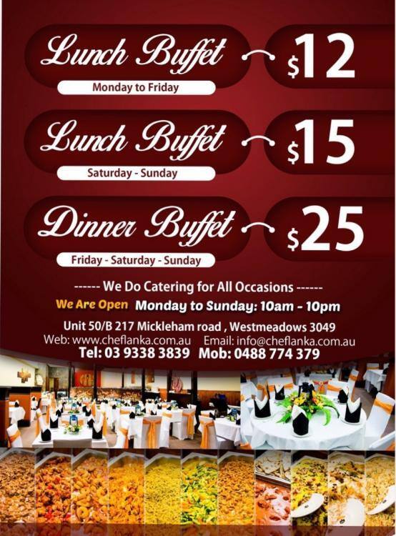 Menu at Chef Lanka restaurant, Westmeadows