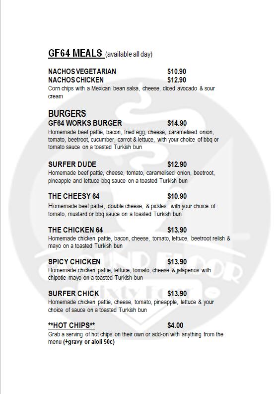 Menu at Ground Floor 64 pub & bar, Surfers Paradise