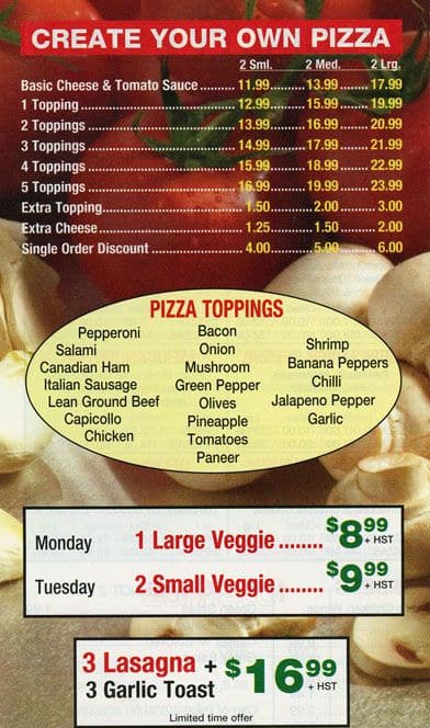 Menu at Happy Pizza pizzeria, Surrey