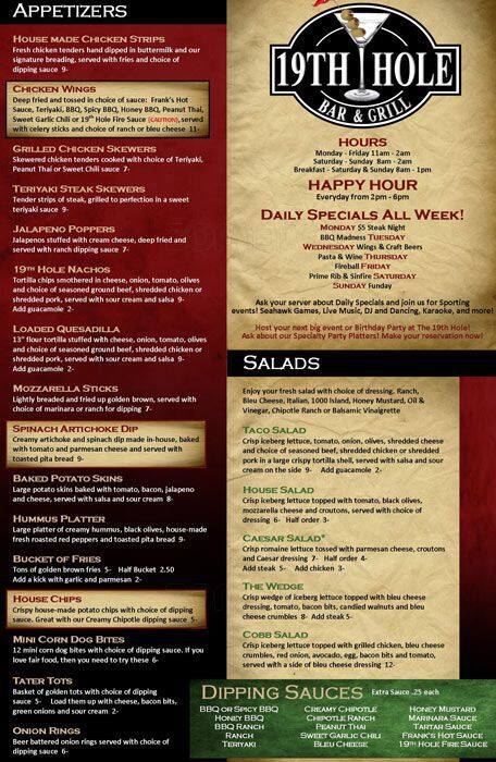 Menu at 19th Hole Bar & Grill, Bremerton