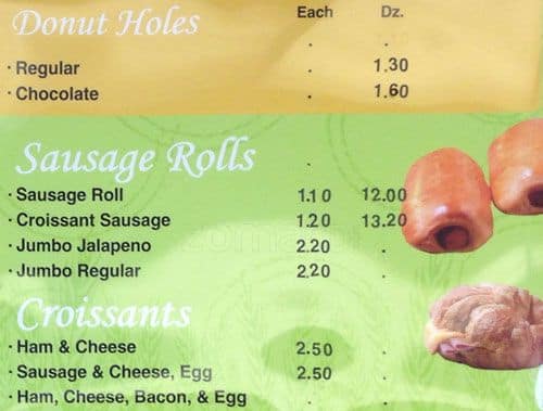 Menu at Happy Donuts, McKinney
