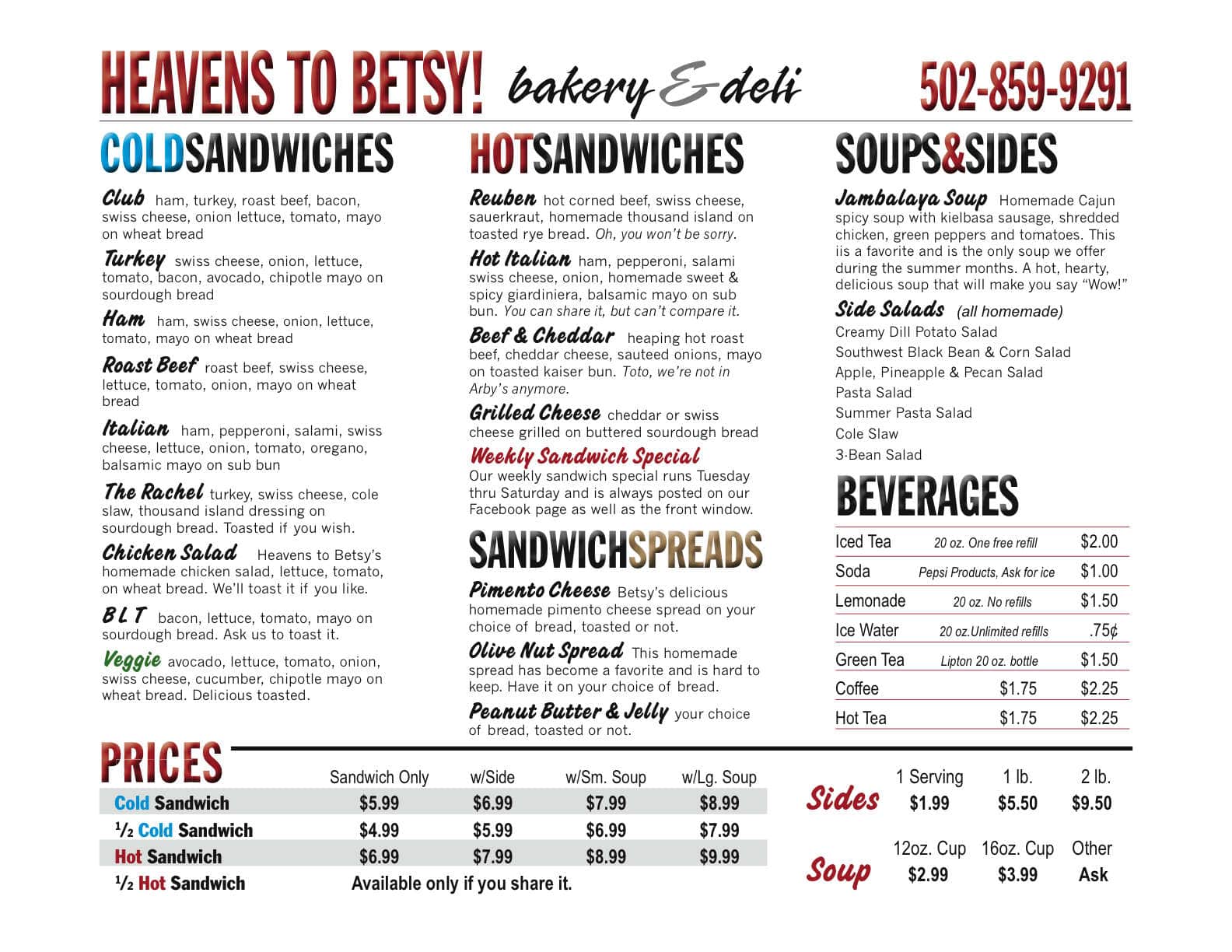 Heavens to Betsy! Bakery Menu, Menu for Heavens to Betsy! Bakery, Lawrenceburg, Lexington ...