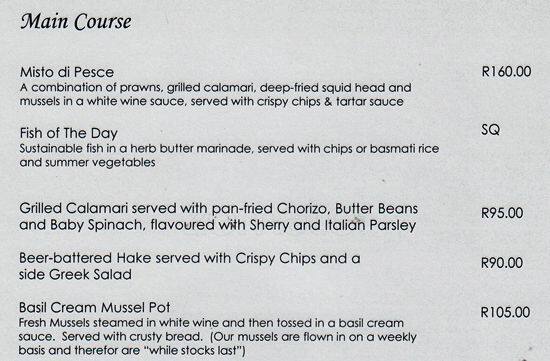 Menu at Avanti Restaurant, Bloemfontein, 53 2nd Ave