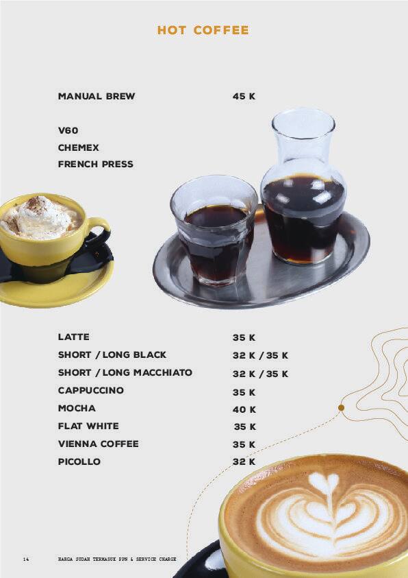 Menu at Gerilya Coffee and Roastery cafe, South Jakarta