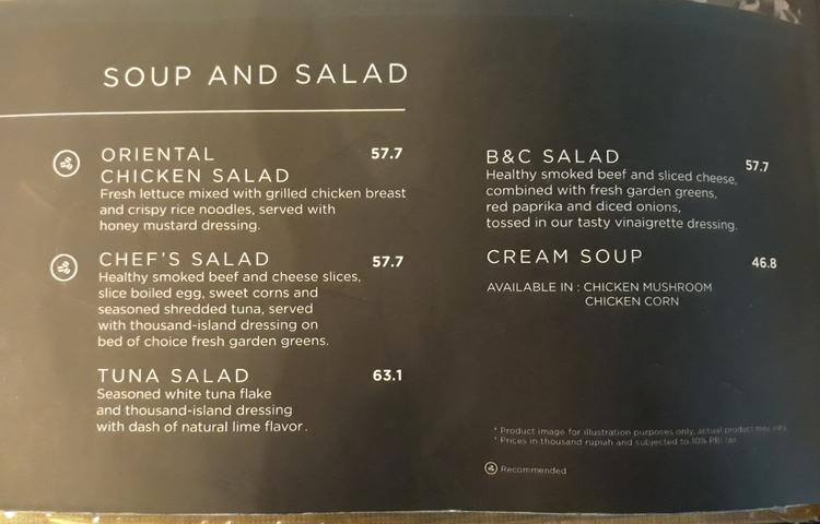Menu at Excelso cafe, Bandung, Trans Studio Mall, Lantai 1