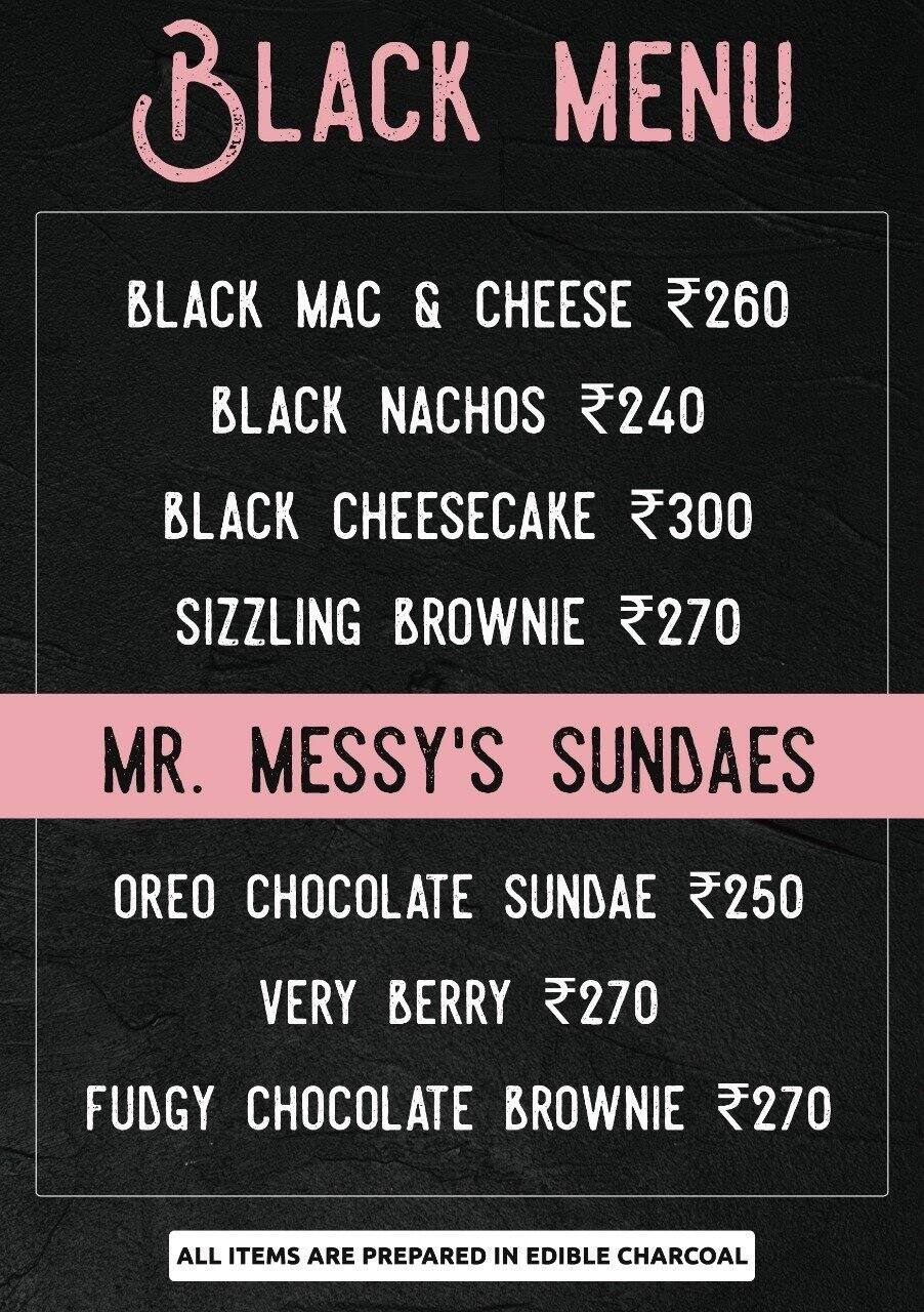 Menu at The Messy House, Mumbai, Mumbai 400052