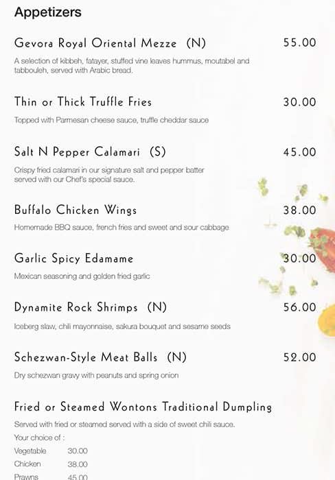 Menu of Gevora Kitchen - Gevora Hotel, Trade Centre Area, Dubai