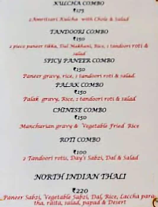 Menu of Namaste, Kalyan Nagar, Bangalore