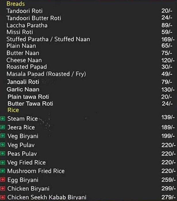 Menu of Ghar Wala Swad, Shahdara, New Delhi
