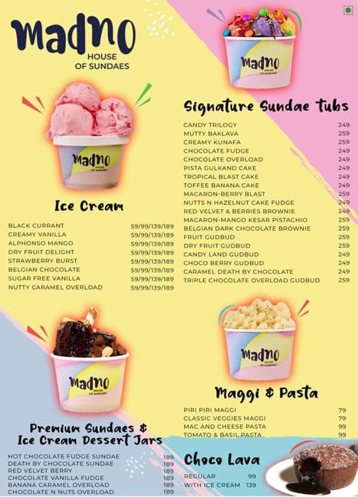 Menu of Madno - House of Sundaes, Thiruvanmiyur, Chennai