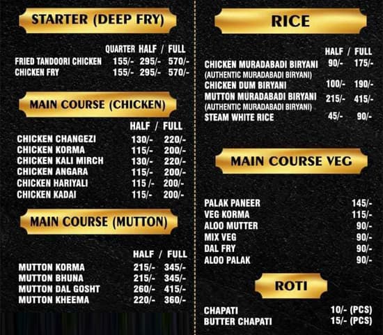 Menu of Royal Rasoi, Santacruz East, Mumbai
