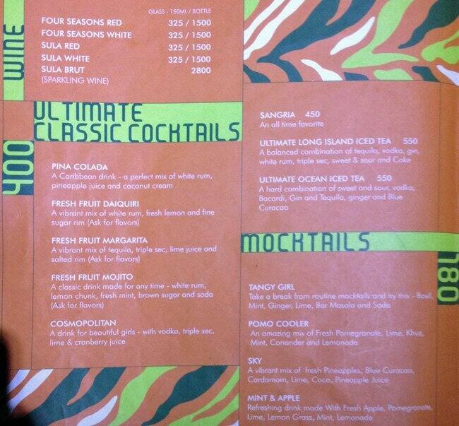 Menu at Serengeti, Bengaluru, 3rd Floor, Total Mall, Hosur Road, Madivala