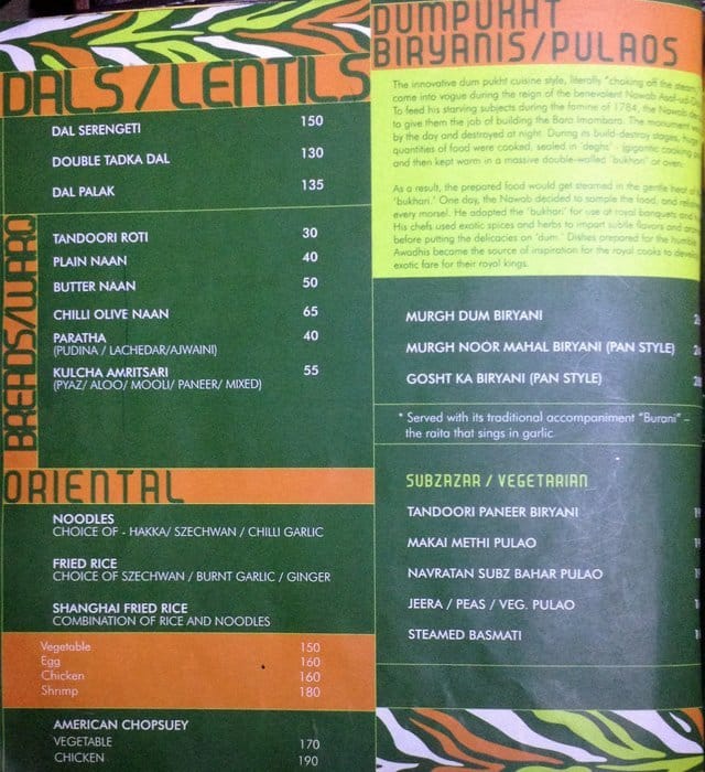 Menu at Serengeti, Bengaluru, 3rd Floor, Total Mall, Hosur Road, Madivala