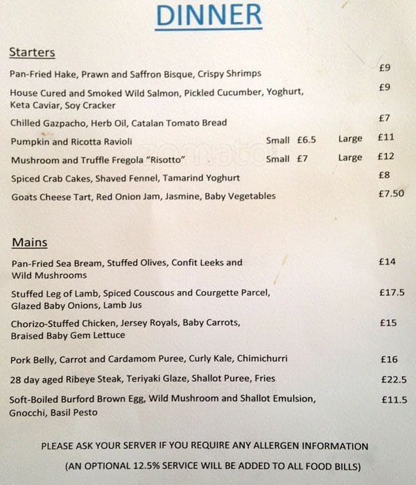 Menu at The Jolly Gardeners pub & bar, London, 214 Garratt Ln