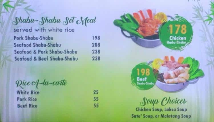 Carta del restaurante Mini Shabu Shabu, Ciudad Quezon