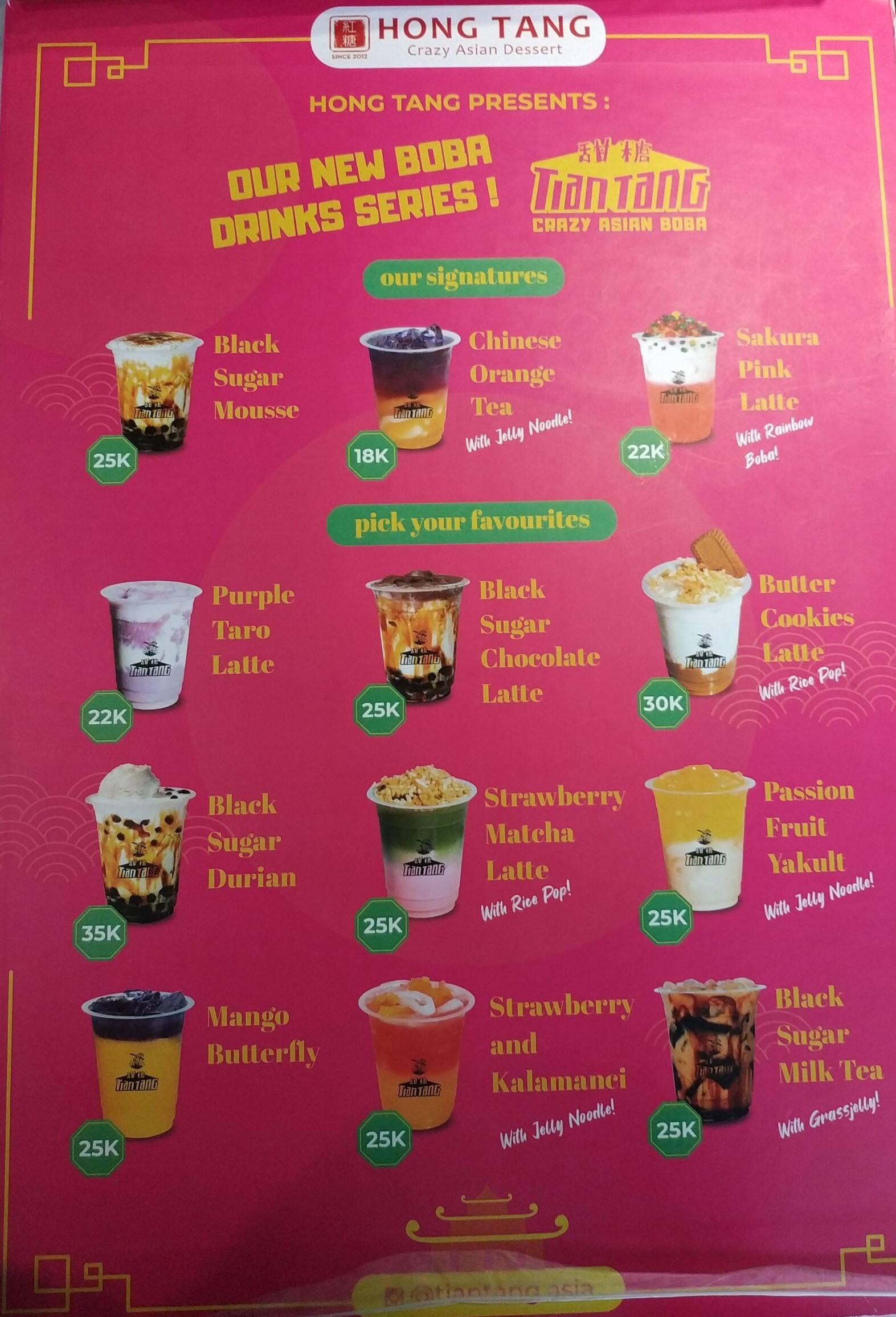 Menu at Hong Tang desserts, Tangerang, Summarecon Mall Serpong