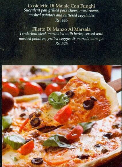 Menu at Earth, Gurugram