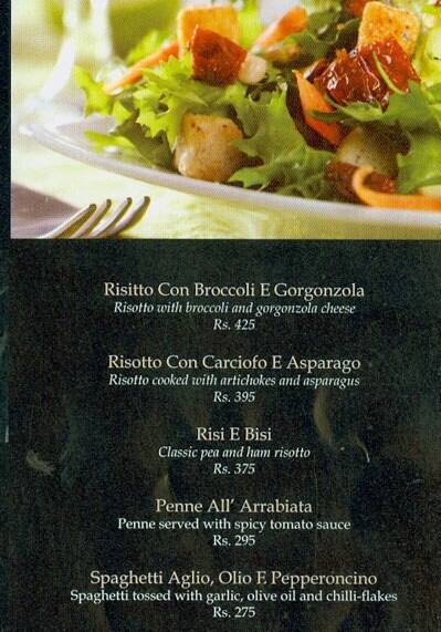 Menu at Earth, Gurugram