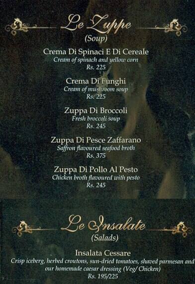Menu at Earth, Gurugram