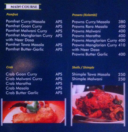 Menu at Olent, Pune, Tukaram Paduka Chowk