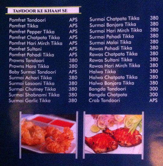Menu at Olent, Pune, Tukaram Paduka Chowk
