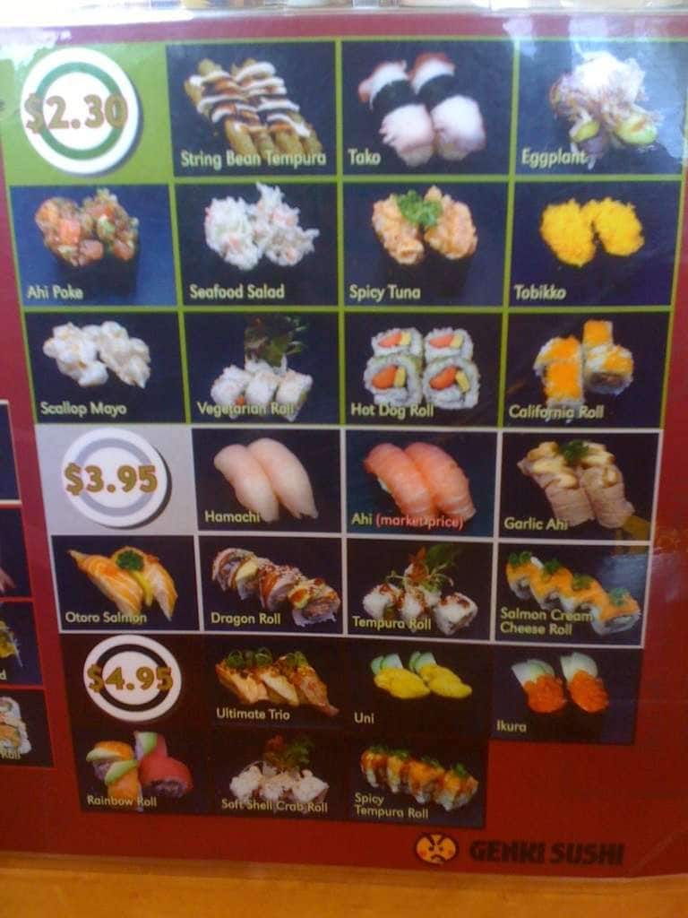 Menu at Genki Sushi USA. restaurant, Kailua-Kona