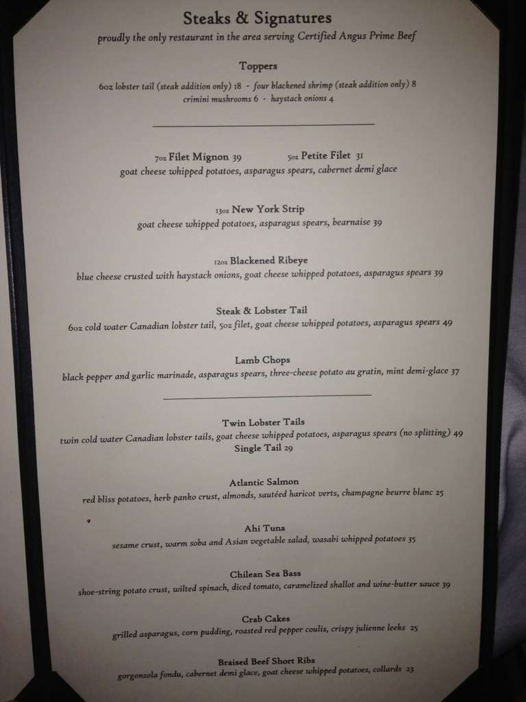 Menu at Ironwood Cafe, Pinehurst