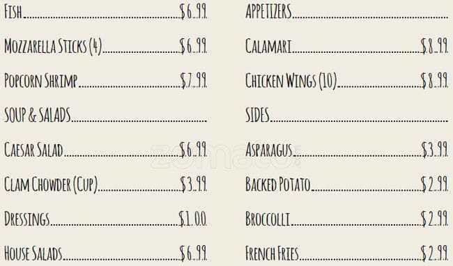 Menu at Captain Crab Calabash Seafood Buffet restaurant, Myrtle Beach