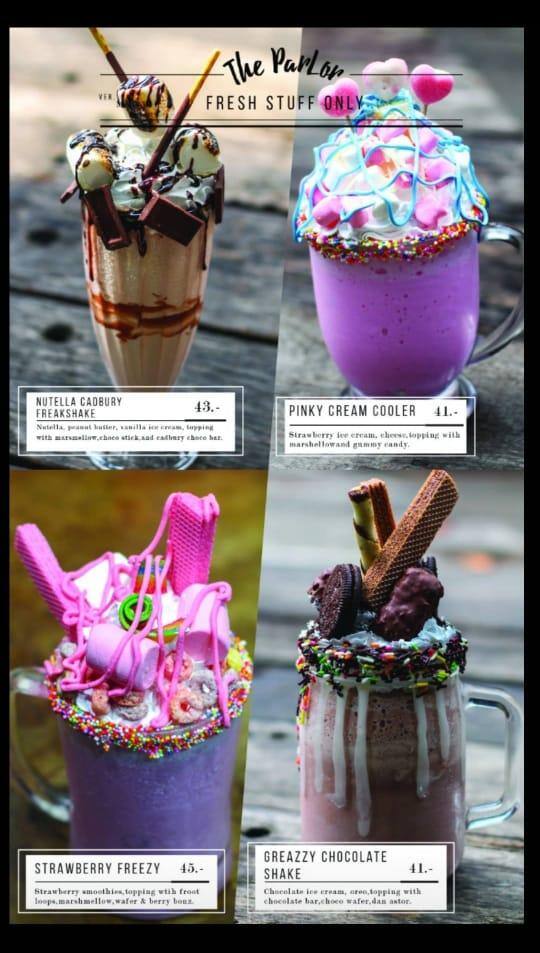 Menu at The Parlor cafe, Bandung