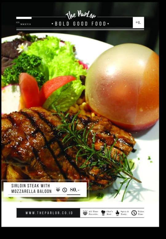 Menu at The Parlor cafe, Bandung